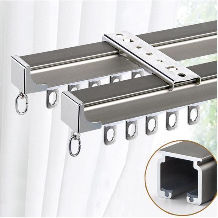 Rail À Rideaux Double, Rail De Rideau En Aluminium, Tringle À Rideau De ...