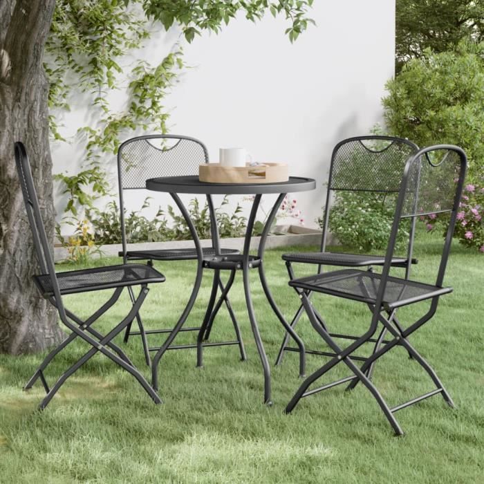 Chaise pliable de jardin - GOTOTOP - Anthracite - 4 pièces - Maille ...