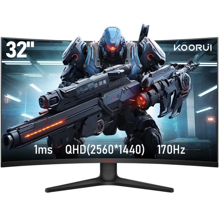 Ecran PC Gaming Incurvé - KOORUI - GA01 - 31.5" QHD - 170 Hz - 1 ms - Cdiscount Informatique
