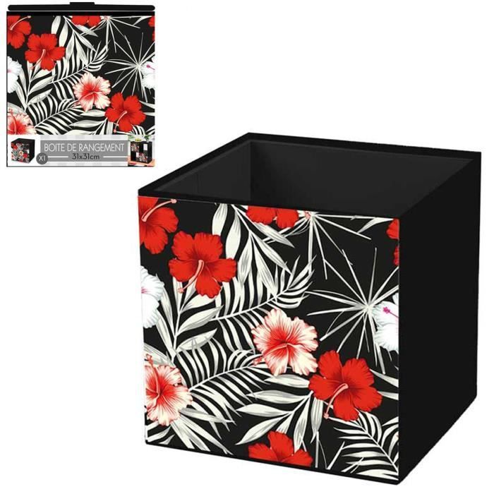 Cube de rangement 'Hibiscus' rouge noir - 31x31 cm [Q4338] - Cdiscount ...