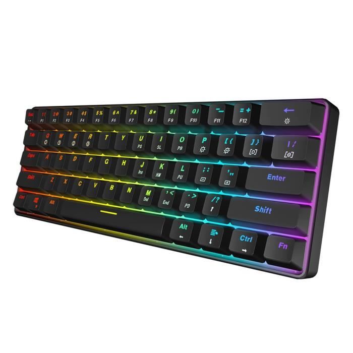 Kit clavier RVB GK61 Gaming, Clavier américain avec bornes remplaçables ...