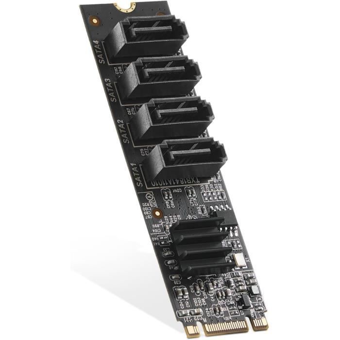 M.2 To Sata Card 4 Port, 6Gbps Sata 3.0 Controller, Includes 4 Sata ...