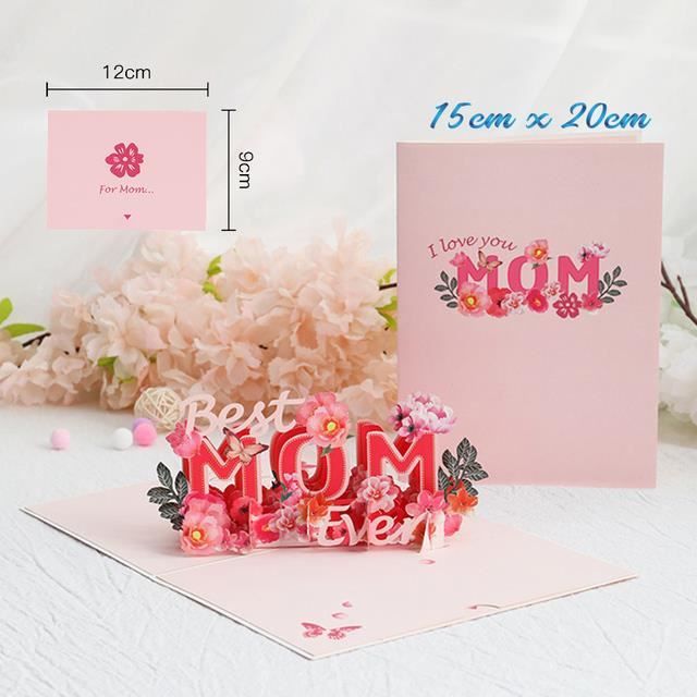 Carte d'invitation,best Mom ever--Cartes De Vœux À Fleurs Pop-up 3d ...