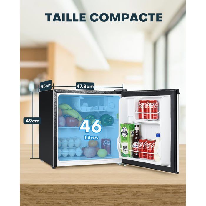 Mini Frigo réfrigérateur avec Congélateur Thermostat Réglable, Acier ...