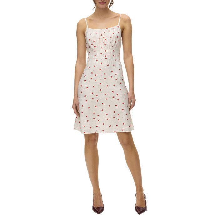 Robe courte FEMME Vero Moda avec bretelles réglables et col carré écrue ...