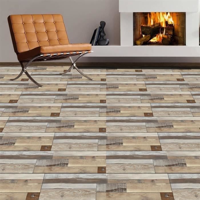 Carrelage Adhésif 15X90Cm Grain De Bois Credence Adhesive Pour Cuisine ...