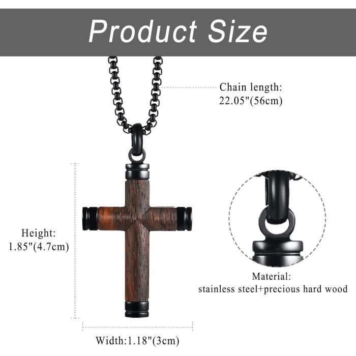 Collier Avec Pendentif En Forme De Croix En Bois : Chaîne Noire En ...