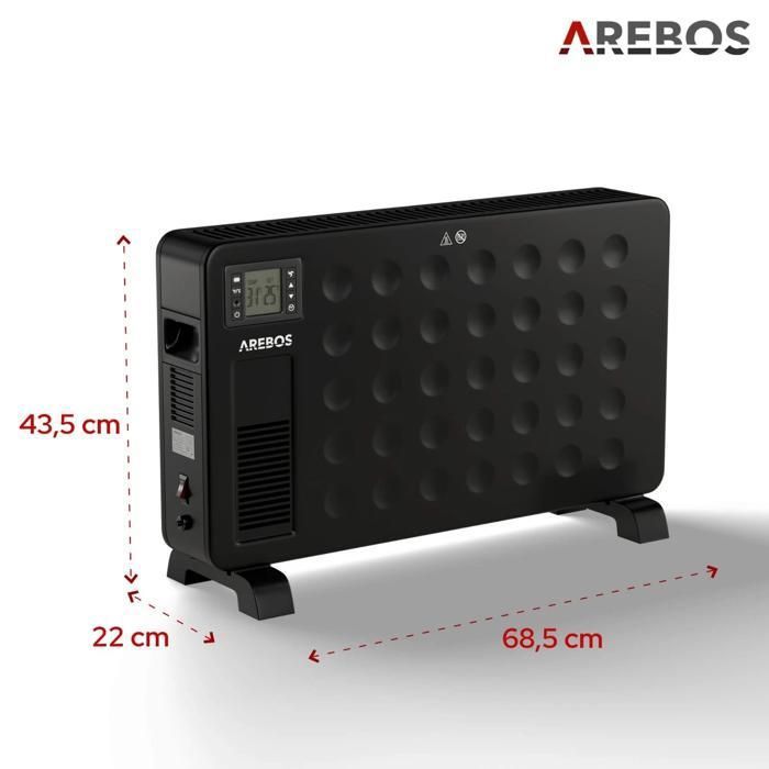 AREBOS Convecteur 2300 W – Chauffage rapide, silencieux et économique ...