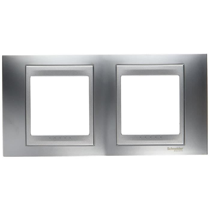 SCHNEIDER ELECTRIC Plaque 2 postes Unicatop en aluminium liseré chrome ...