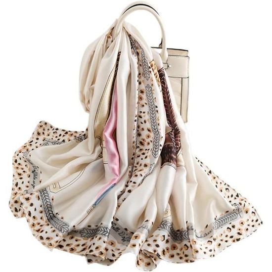 Femme Foulard Soie Grande Echarpe Châle Ultra-Léger Respirant Elégant ...