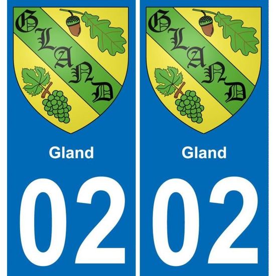 02 Gland autocollant sticker plaque immatriculation auto ville (angles ...