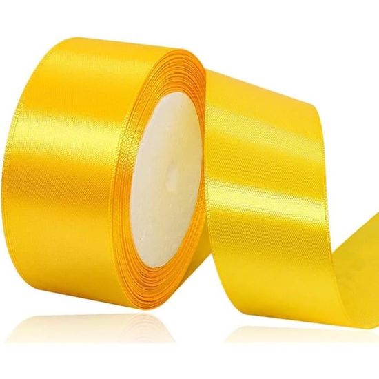 Ruban De Satin Jaune 40Mm, 22 Mètres Ruban Tissu Pour Emballage Cadeau ...
