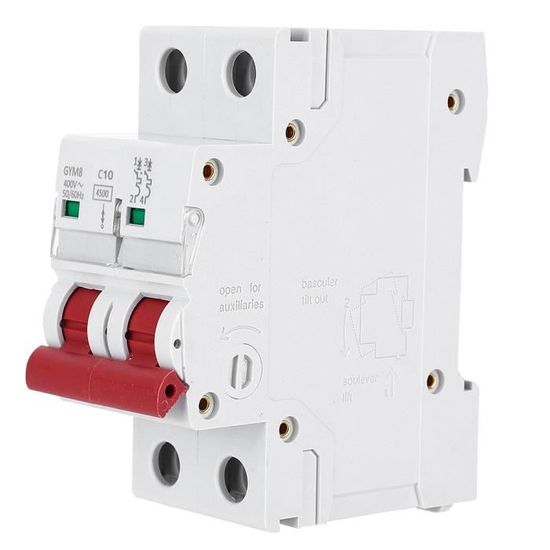 EJ.life Disjoncteur 2P Disjoncteur miniature GYM8-C45 2 pôles 400VAC disjoncteur de câblage de ...