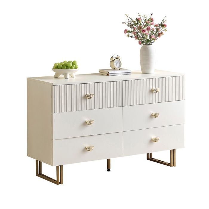 Buffet moderne à 6 tiroirs, buffet de cuisine en MDF et acier pour ...