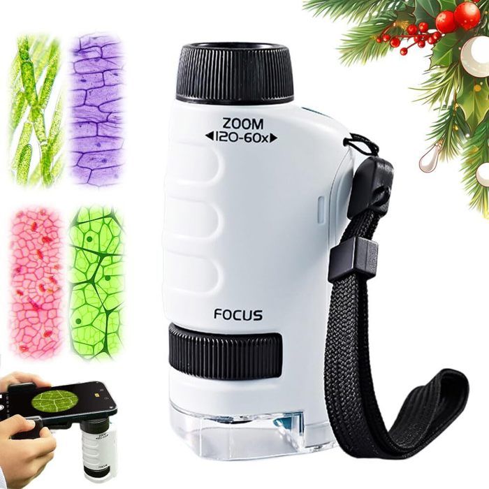 Microscope Enfant Portable 60x-120x, Microscope de Poche Éducatif avec ...