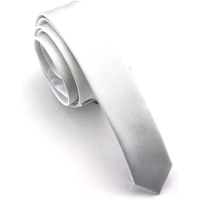 Cravate Fine De Couleur Unie De 4 Cm Pour Hommes (4 Cm)[x2547] Blanc ...