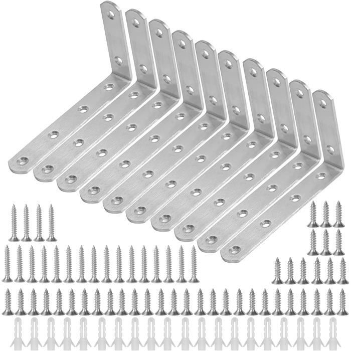 10 Pièces Équerres de Fixation, Support D'angle en Acier Inox en Forme ...
