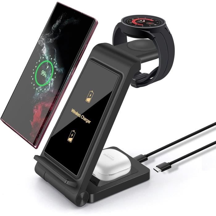 Chargeur à Induction 3 en 1, Chargeur sans Fil 15W Rapide Pliable ...