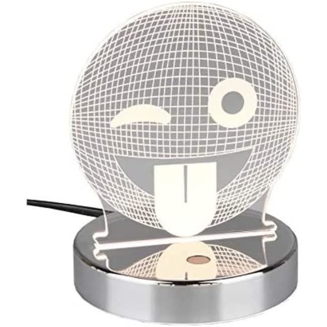 R52641106 Lampe De Table À Led Smiley En Métal Chromé Et Acrylique Avec ...