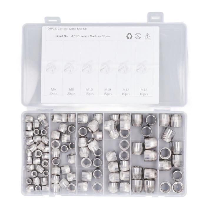 EJ.life Écrou d'implosion moleté 100 pièces écrou conique en acier ...