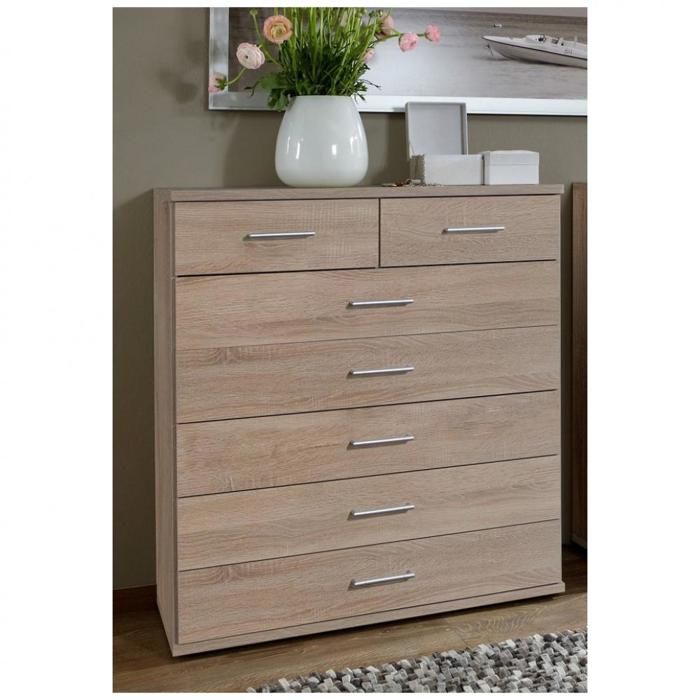 Commode 7 tiroirs DINGLE finition chêne - Cdiscount Maison