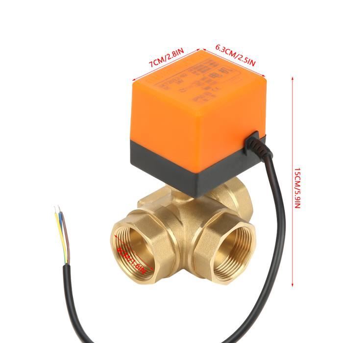 Vanne à bille motorisée DN32 G1-1-4 Vanne électrique à bille motorisée en laiton à 3 voies pour ...