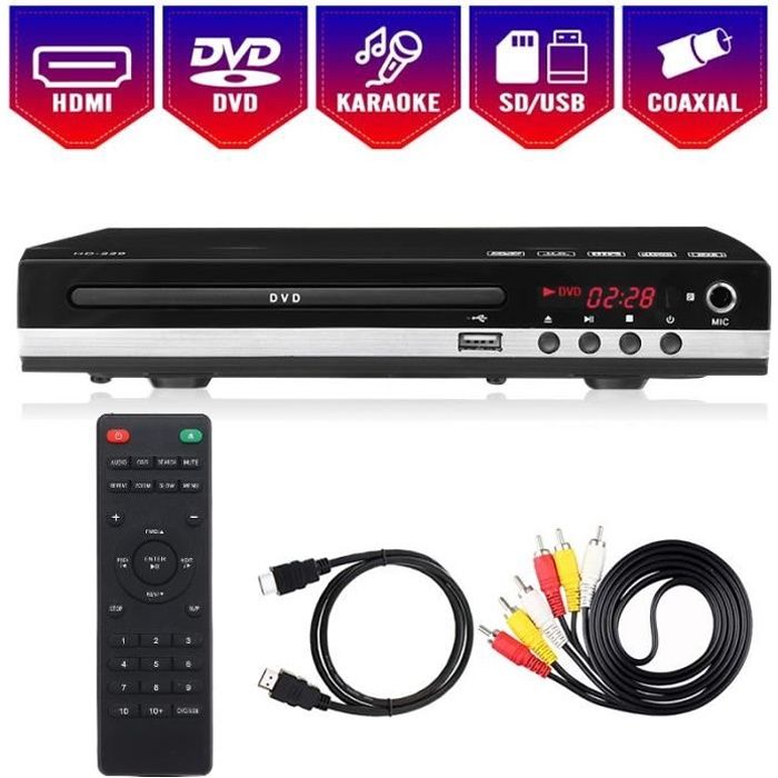 Lecteur DVD Multimédia Full HD 1080P USB Compatible HDMI Lecteur Disque ...