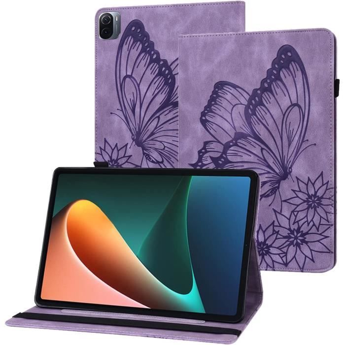 Coque Xiaomi Mi Pad 5 Pro-Mi Pad 5 Papillon En Relief Etui En Cuir Pu ...