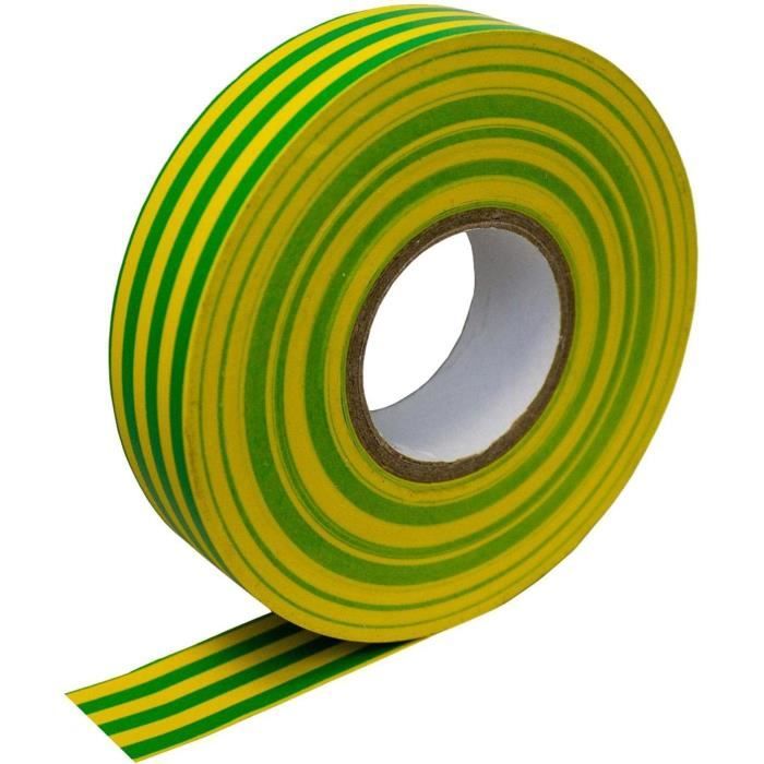 Ruban adhésif isolant en PVC vert-jaune 19mm x 33m SANAG - Cdiscount ...