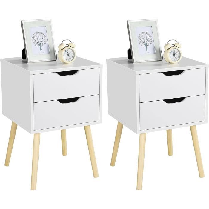 Yaheetech 2 x Table de Chevet avec 2 Tiroirs Table de Nuit Scandinave ...