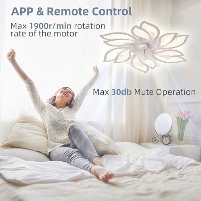 Ventilateur Plafond Plafonnier LED, Dimmable 3 Couleurs, 6 Vitesse ...