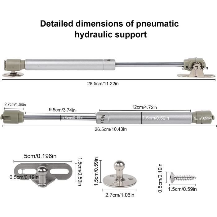 2 Pièces Verin Meuble Verin Hydraulique de Coffre 40N 270mm Vérins à ...
