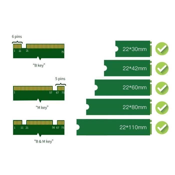 ALL03559-Adaptateur M2 PCIe NGFF PCI-E 30 X4 Vers SATA ou PCIE NVMe SSD ...