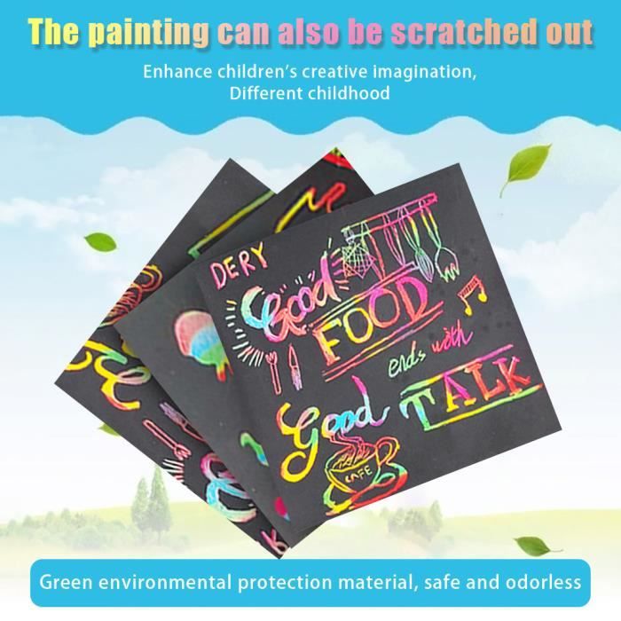 Scratch Notes Set Scratch Doodle Art avec 100 papiers arc-en-ciel ...