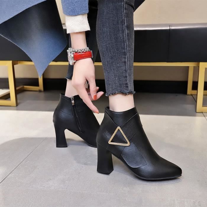 Bottes Martin pour Femme - MARTIN - Noir - Talon haut - Fermeture ...