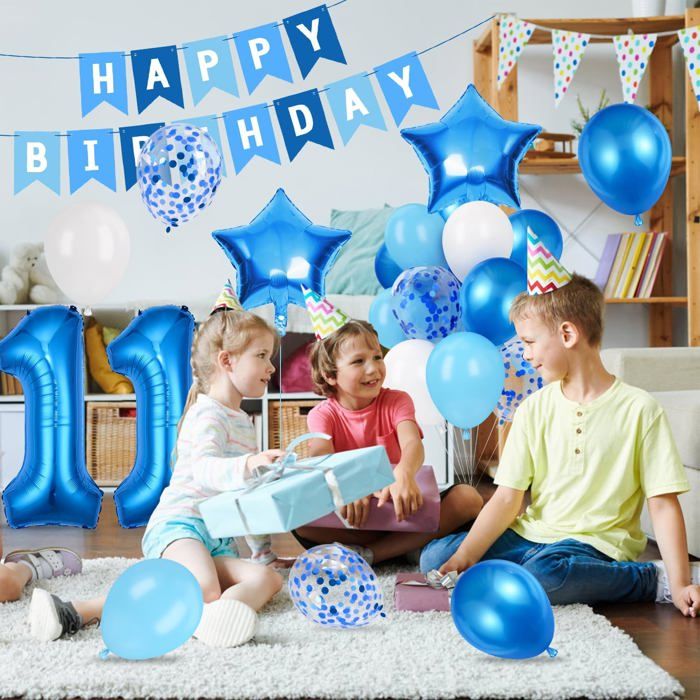 Ballon chiffre 11 en aluminium - SWAMEE - Bleu - 40" (101cm) - Set de ...