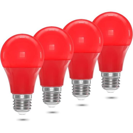 9W E27 Ampoules colorées 9w A60-A19 Ampoule LED à incandescence Couleur rouge E26 Ampoule LED ...