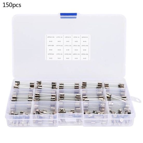 XUY Assortiment De Fusibles En Tube De Verre 150Pcs 6X30Mm 0.5A - 1A - 2A - 3A - 5A - 8A - 10A ...
