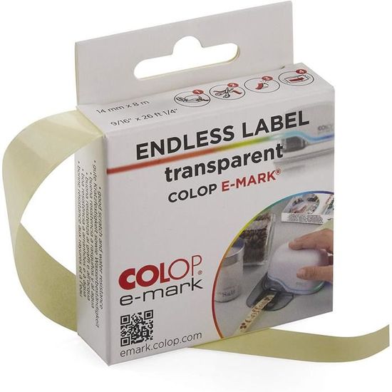 Étiquettes sans fin e-mark transparentes, en rouleau de 14 mm x 8 m ...