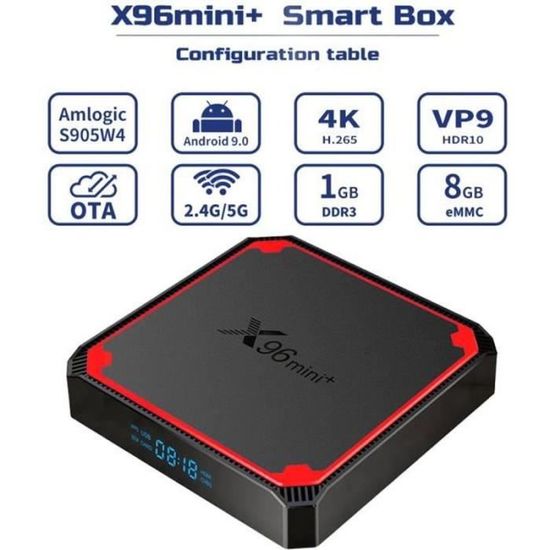 X96mini+ Android 90 SUNNZO tv Box avec Amlogic S905W4 Quad Core 1Go+8Go eMMC 24G5G WiFi 4Kx2K HD ...