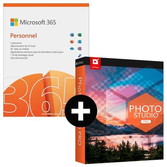 Microsoft 365 Personnel + InPixio Photo Studio 12 Pro - Abonnement 1 an ...