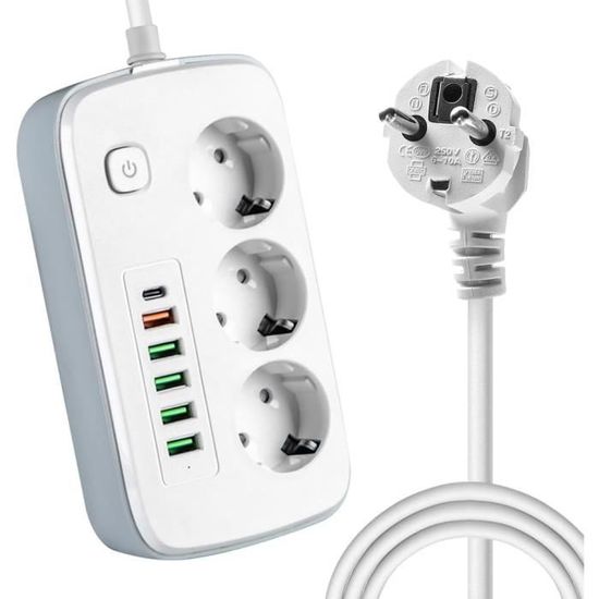 9 En 1 Multiprise Electrique, Multiprise Usb Avec 3 Prises Et 5 Ports ...