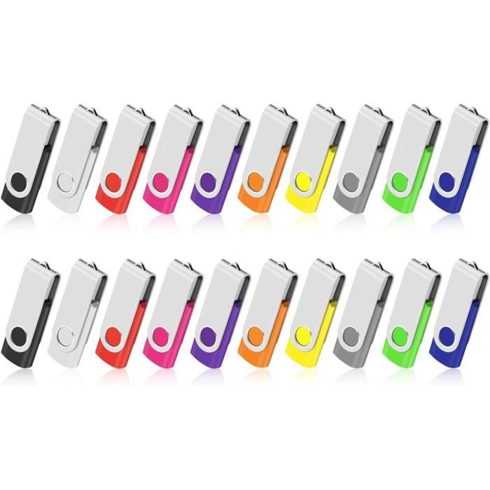 Clé USB 8Go Lot de 20 Cle USB 2.0 Mémoire Stick Pivotant Stockage Flash ...