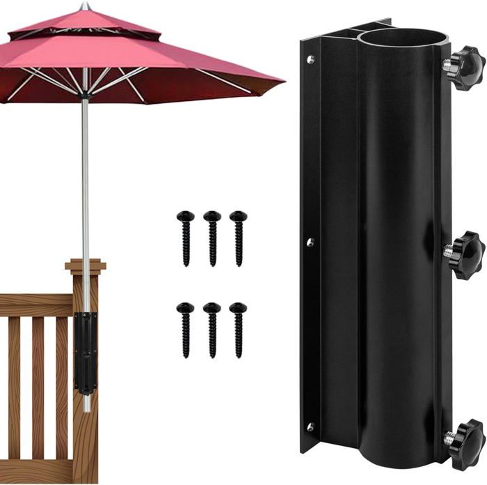 Support de parasol en aluminium pour terrasse, balustrade, plage, cour ...