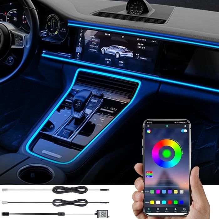 TABEN Voiture Lère Ambiante USB RVB APP Contrôle Lère Décorative Lampe ...