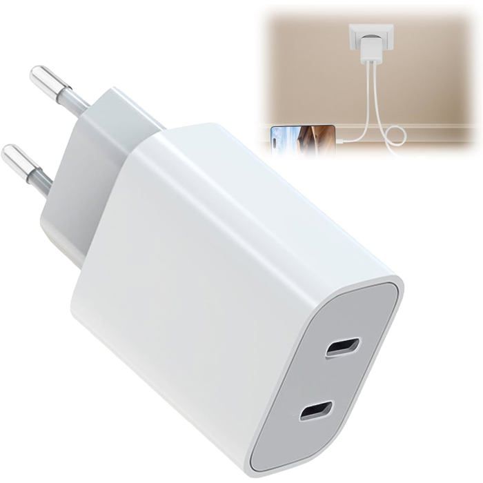 Multiple Secteur Usb C 20W, Bloc Chargeur Usb C Avec Double Usbc ...