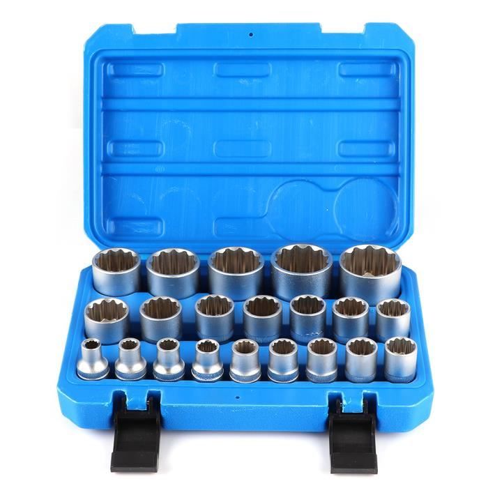 21Pcs Jeu de douilles à chocs CR-V Acier 1/2in DriveDrive Jeu de douilles de verrouillage de ...