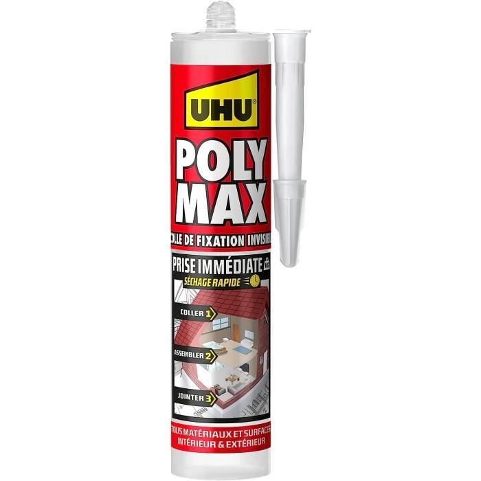 Mastic/colle - Polymax - Prise Immédiate - Invisible - Résistant à l ...
