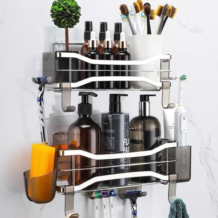 Étagère Douche Sans Perçage, 2 Pièces Rangement Douche Adhésif, Etagere ...