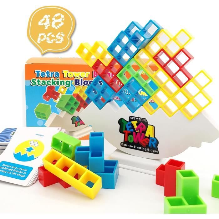 48Pcs Tetra Tower Game Balance Stacking Block Party Game Tetratower ...